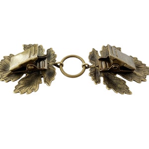 Pair of Metal Leaf Cloak Clasp Set of 2 sylvan Silver & Bronze Leaf ...