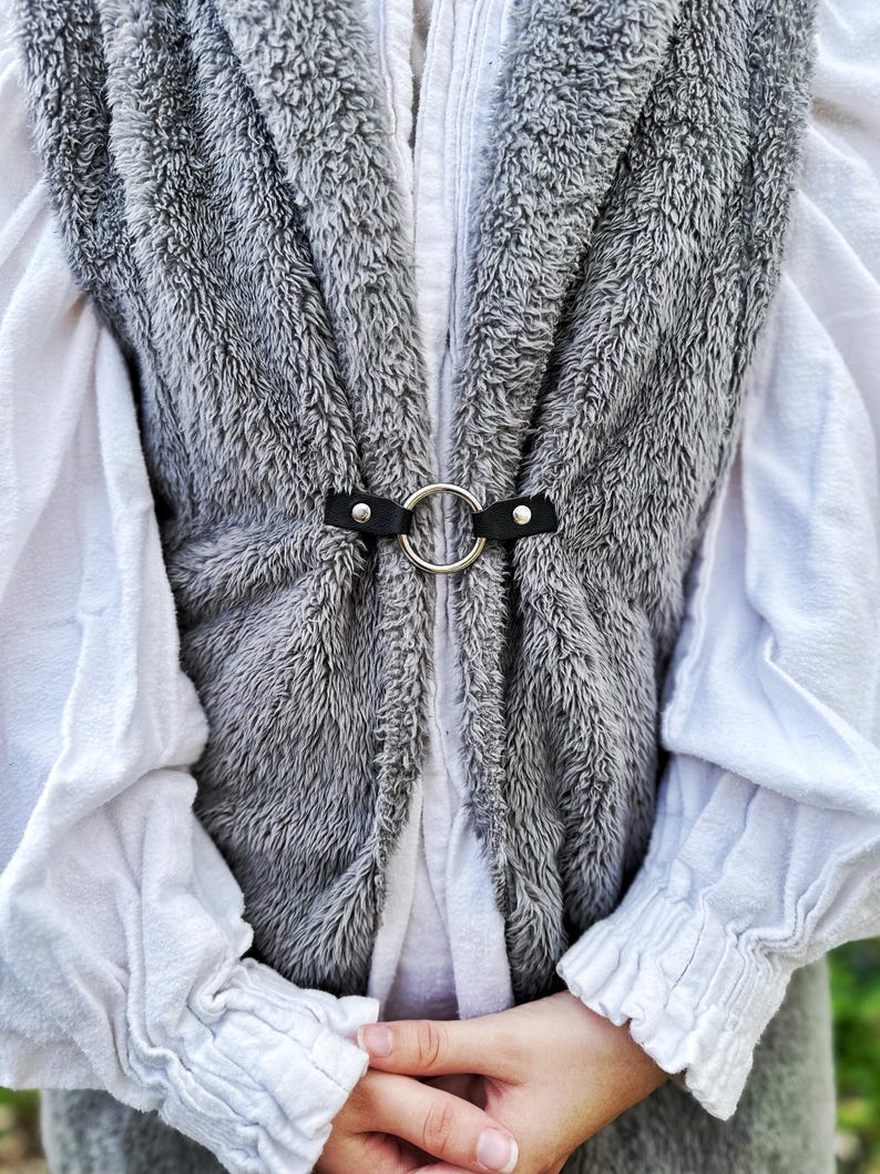 Dress Cinch Clip | Silver Ring & Black Leather Sweater Clip | Unique ...