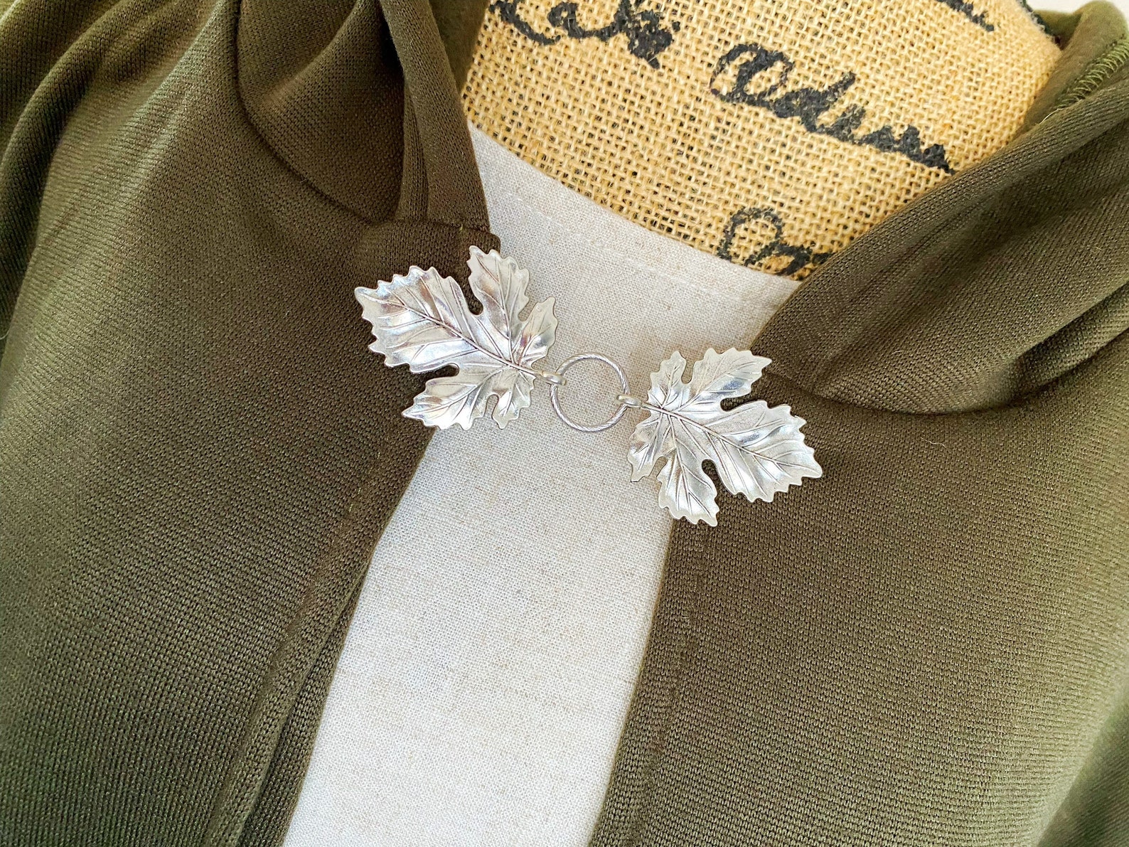 Silver Leaf Cloak Clasp sylvan Dress Cinch Clip - Etsy