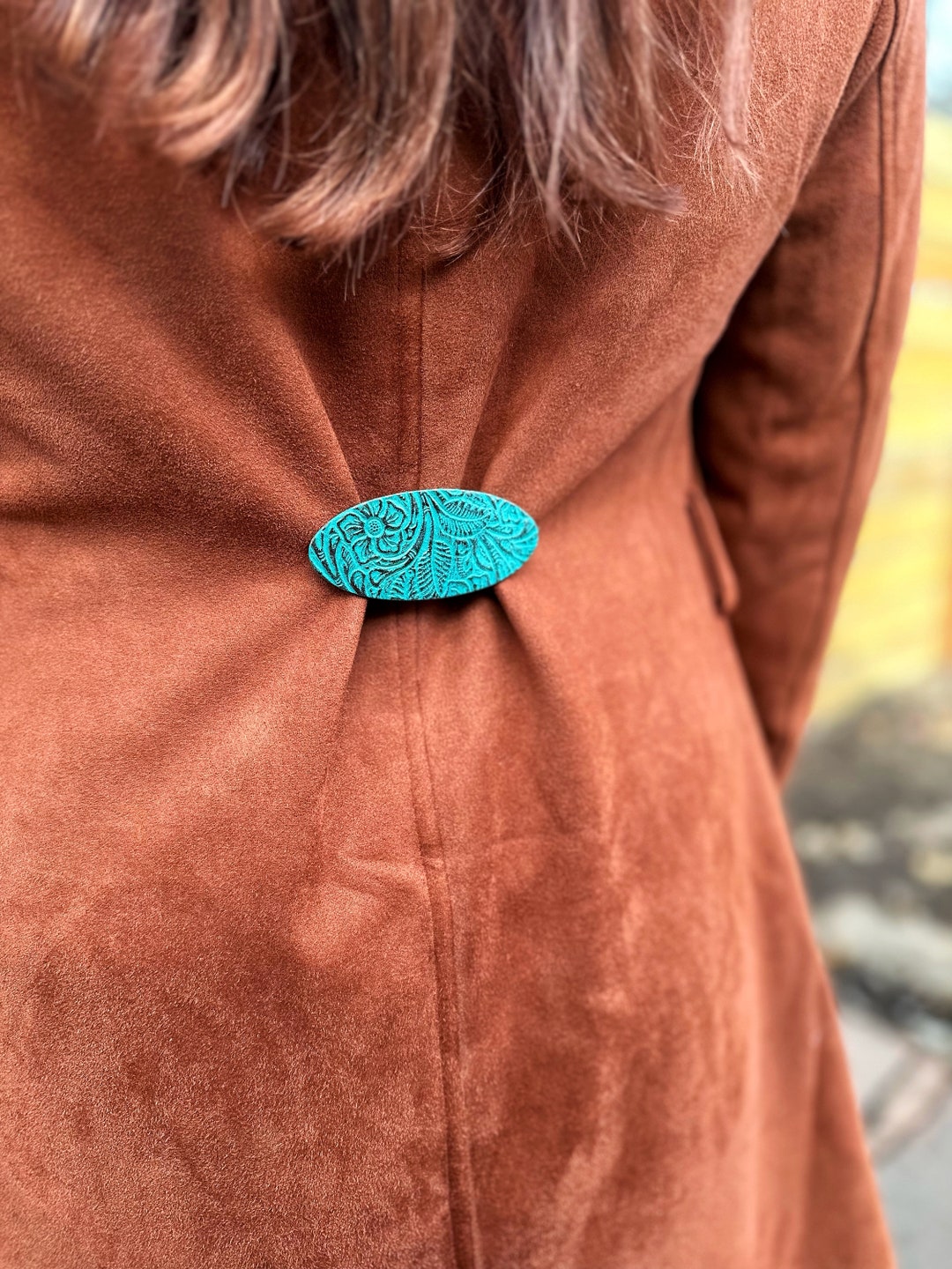 NEW Cinch Clip | Turquoise & Copper Leather Closure for Jackets, Shirts ...