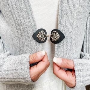 Cinch Clip | Waist Cincher | Silver on Gray Leather Dress Clips | Cloak ...