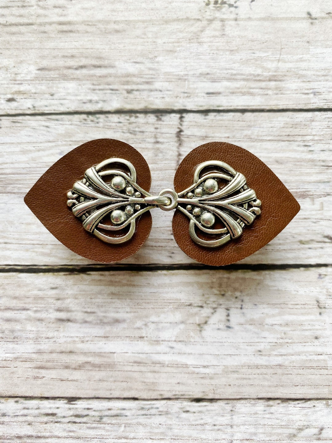 Cinch Clip | Cloak Clasp | Silver & Brown Leather Dress Clips | Waist ...