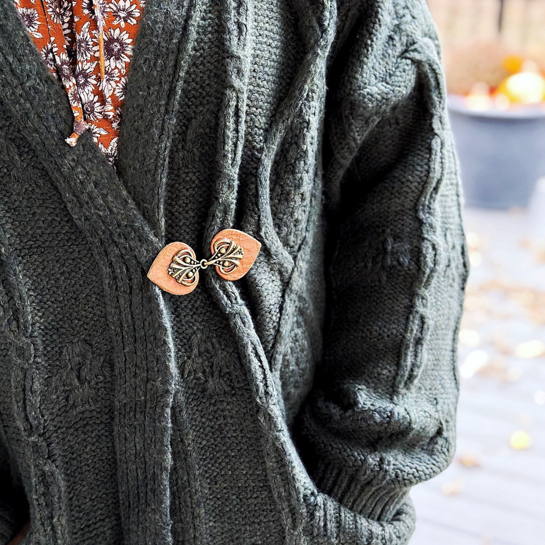 Sweater Clip | Cloak Clasp | Bronze & Brown Leather Dress Clips | Waist ...