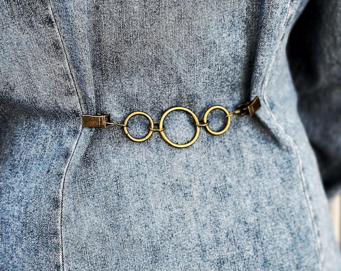 Bronze Rings Cinch Clip | Metal Minimalist Cloak Clasp | 3 Rings Dress ...