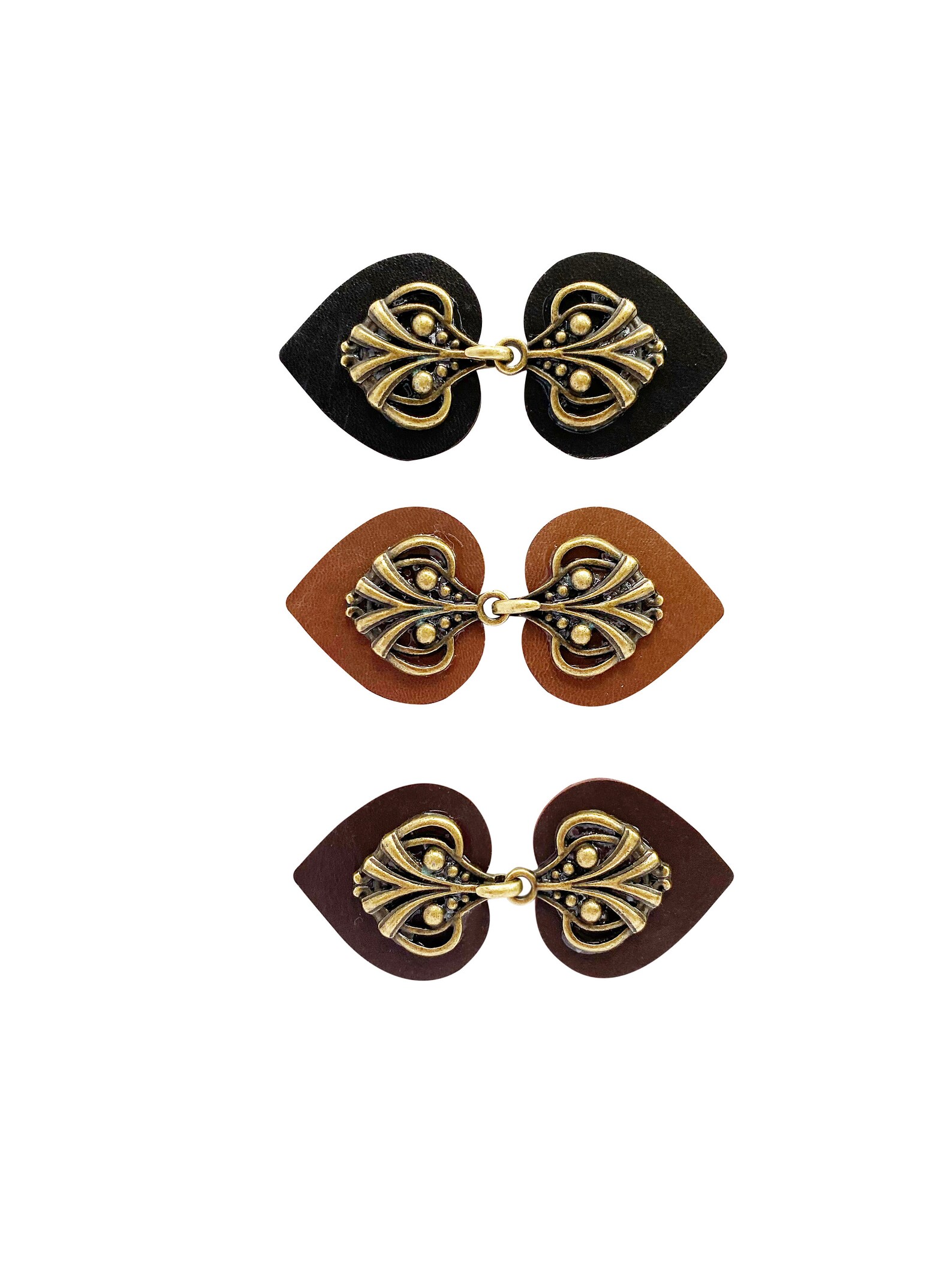Cinch Clip | Cloak Clasp | Silver & Brown Leather Dress Clips | Waist ...
