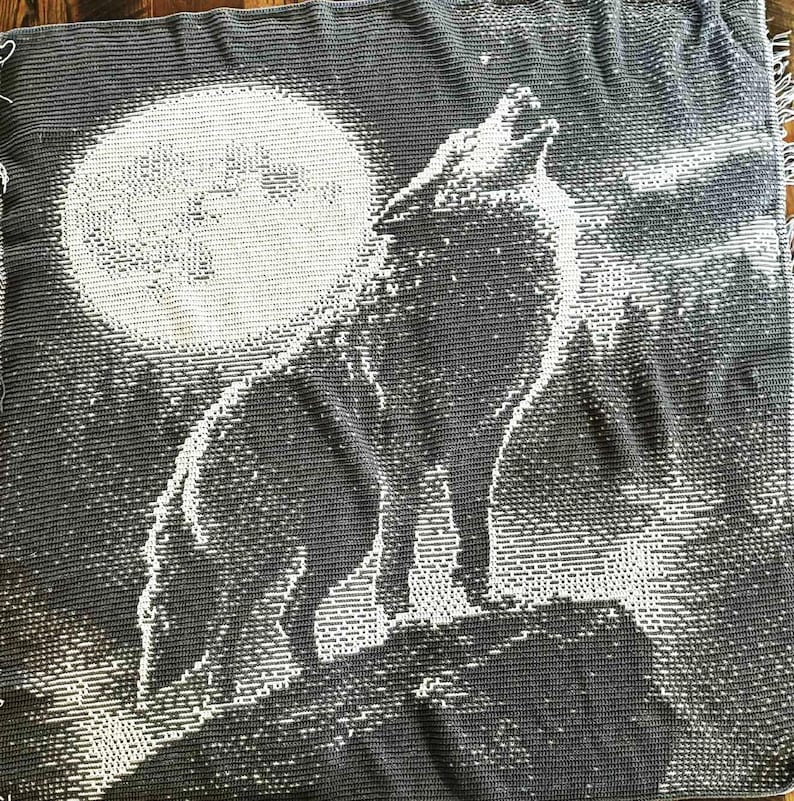 Overlay Mosaic Crochet Afghan, THE WOLF, Written Pattern Row by Row ...