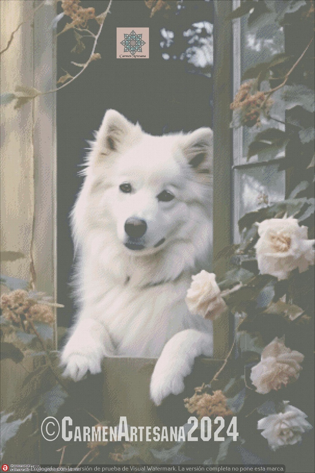 Samoyed at the Window, PDF Cross Stitch Pattern, English/español, DMC ...