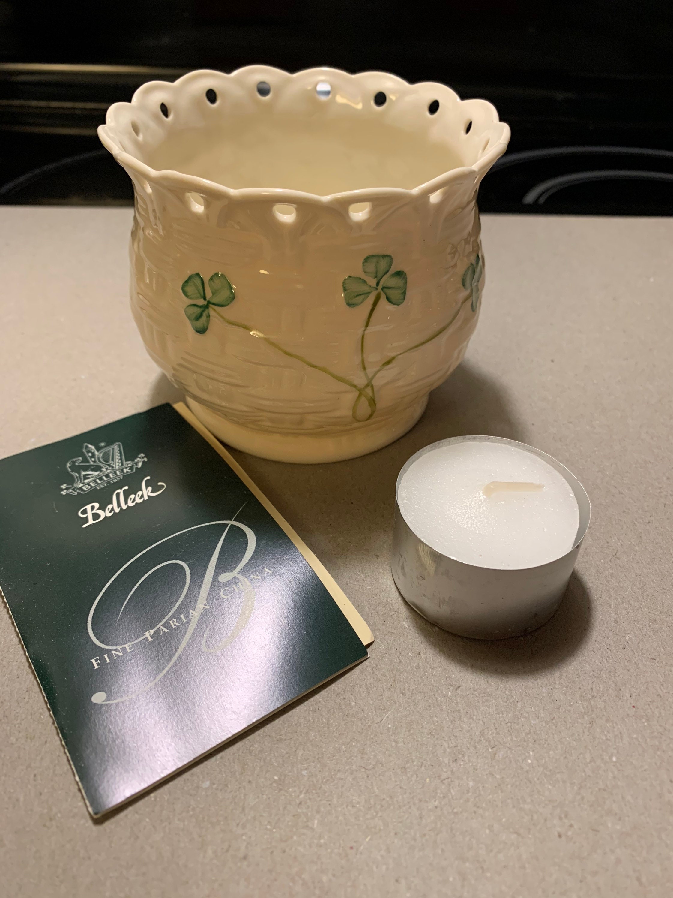 Belleek Shamrock Tea light Tealight Candle Holder | Etsy