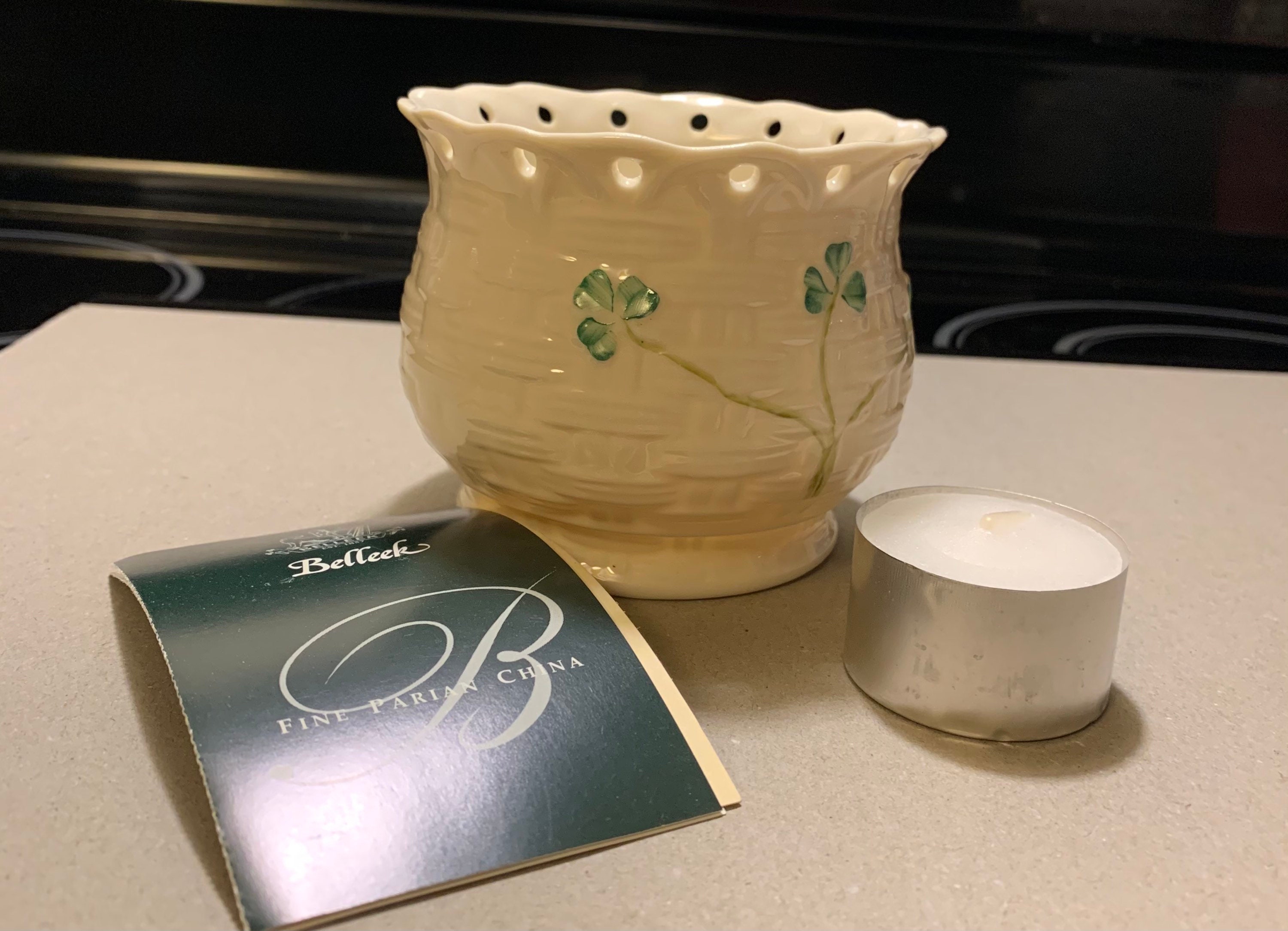 Belleek Shamrock Tea light Tealight Candle Holder | Etsy