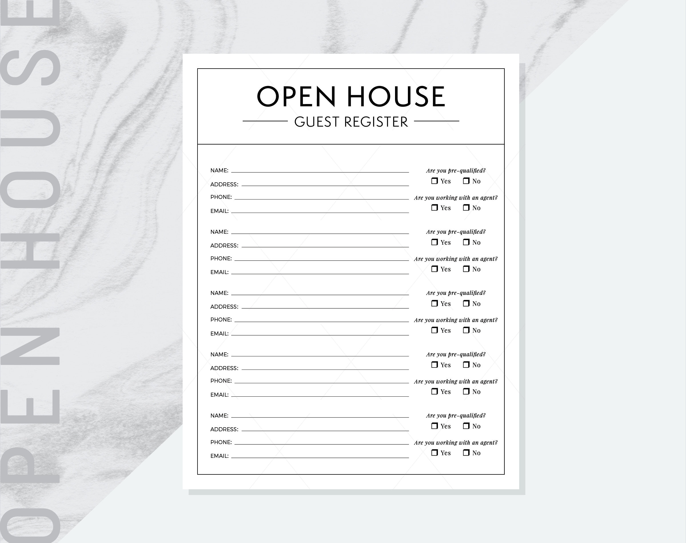 PDF Realty ONE Group Open House Real Estate Please Sign in | Etsy