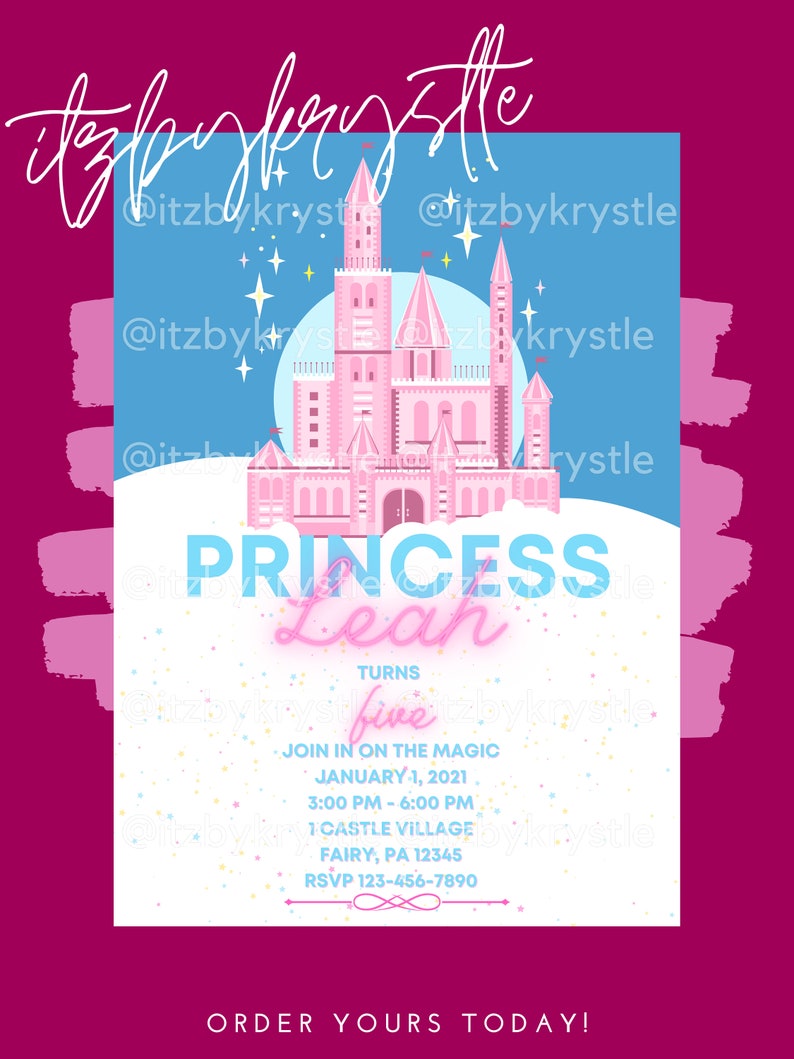 Castle Birthday Invitation Digital Download 5x7 | Etsy