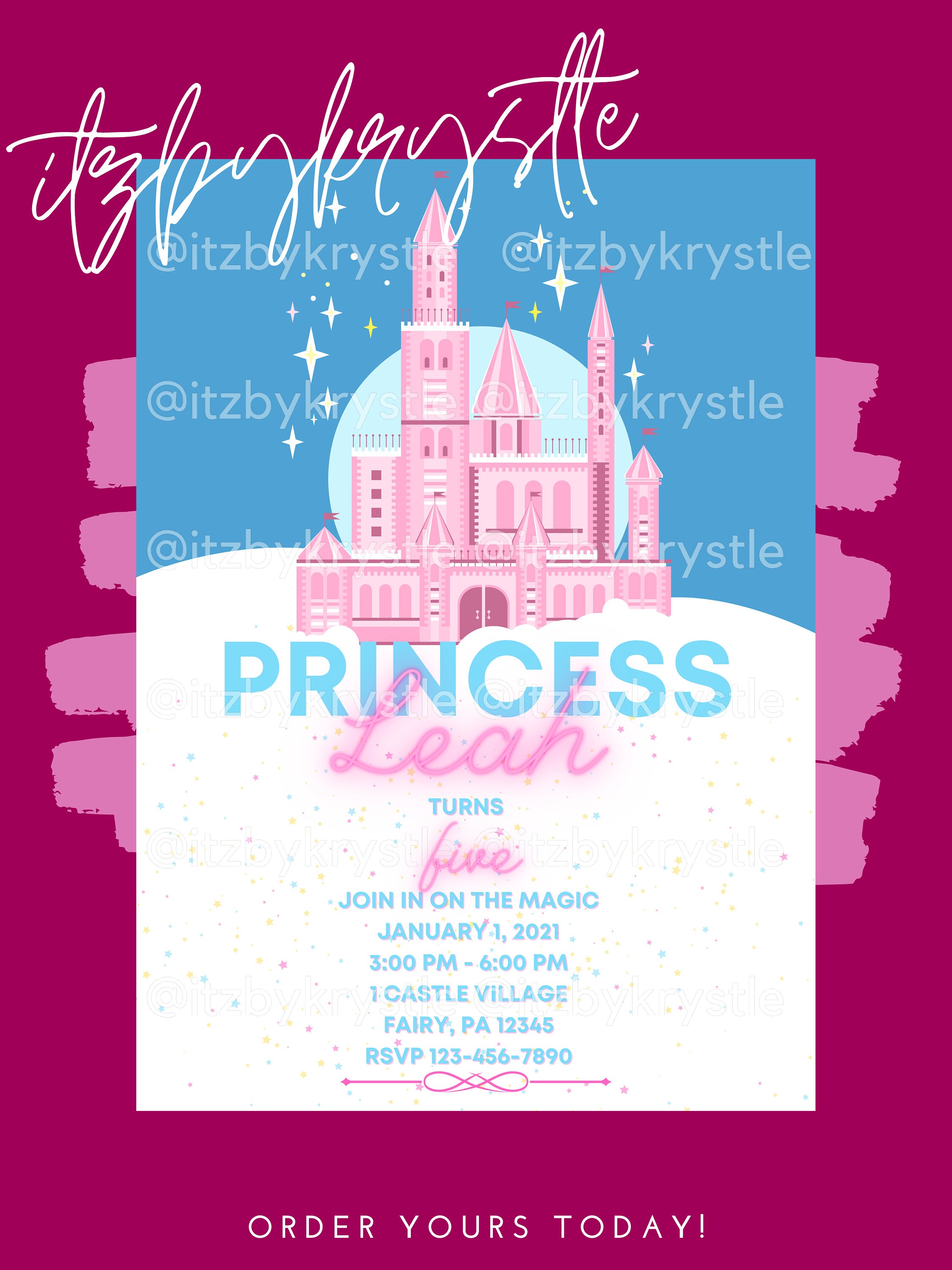 Castle Birthday Invitation Digital Download 5x7 - Etsy
