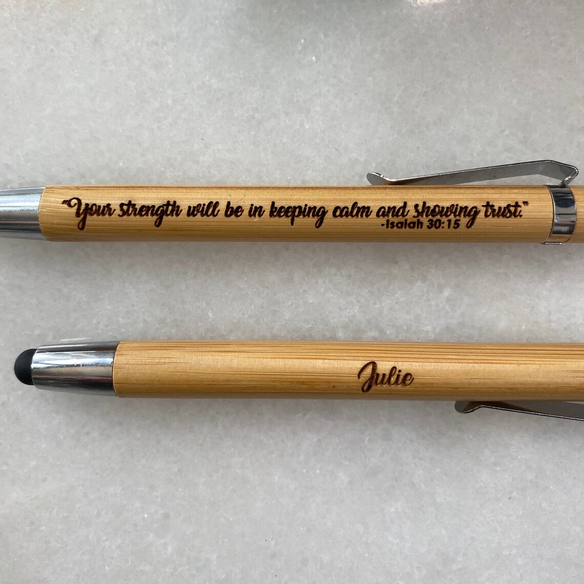 SINGLE Bamboo Pen & Stylus Combo Laser Engraved - Etsy