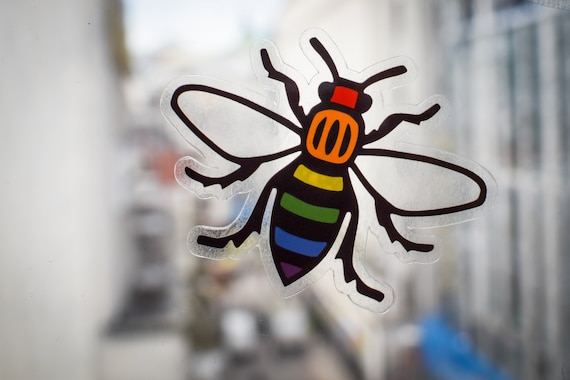 Rainbow Bee Window Sticker Clear Vinyl Decal Manchester | Etsy