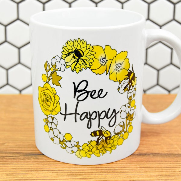 Bee Happy Mug - Etsy