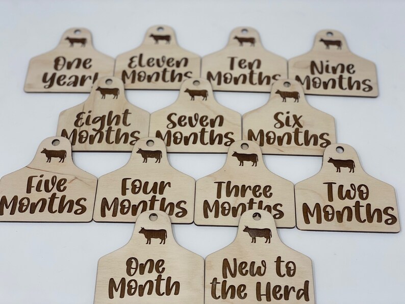 Cow Tag Monthly Milestones and Birth Announcement - Etsy