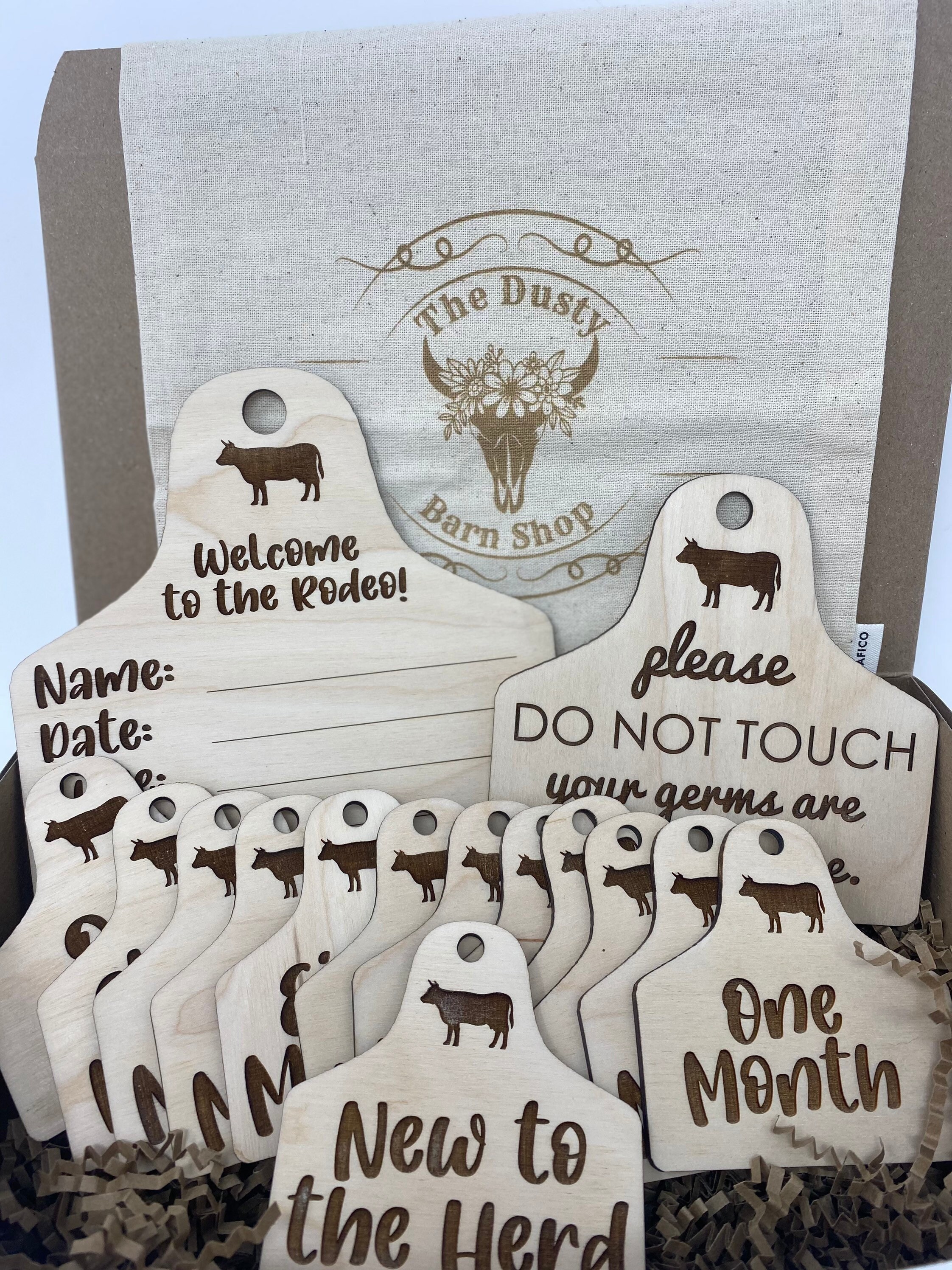 Cow Tag Monthly Milestones and Birth Announcement - Etsy