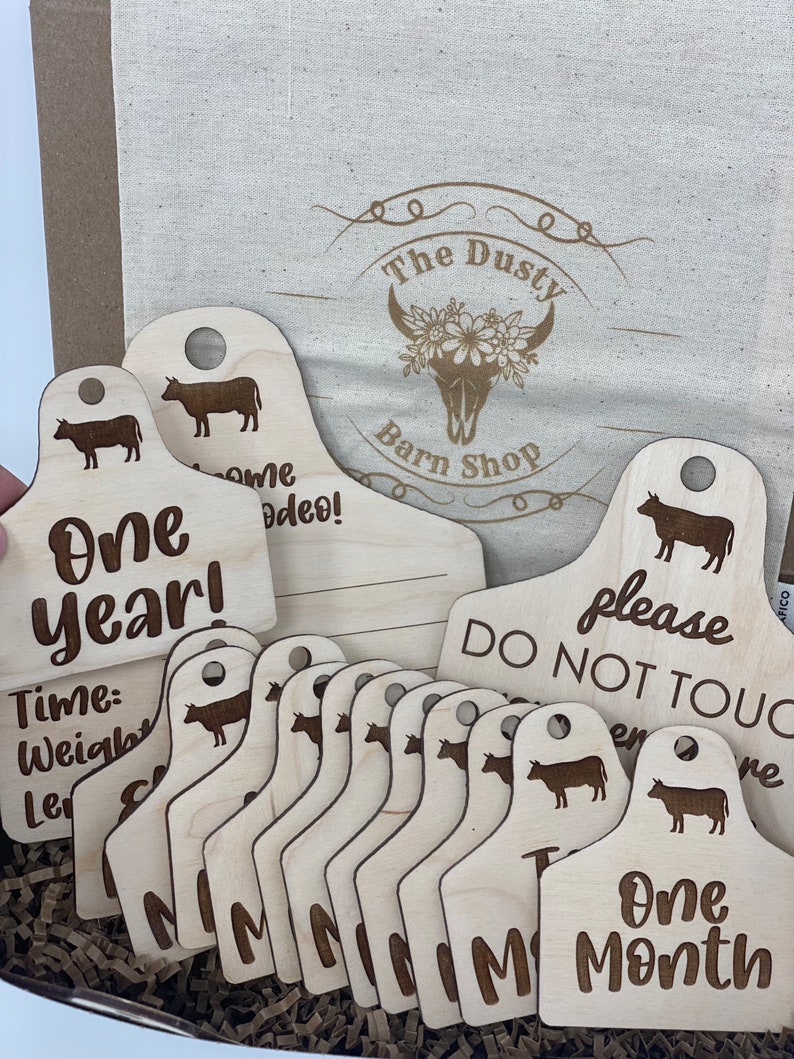 Cow Tag Monthly Milestones and Birth Announcement - Etsy