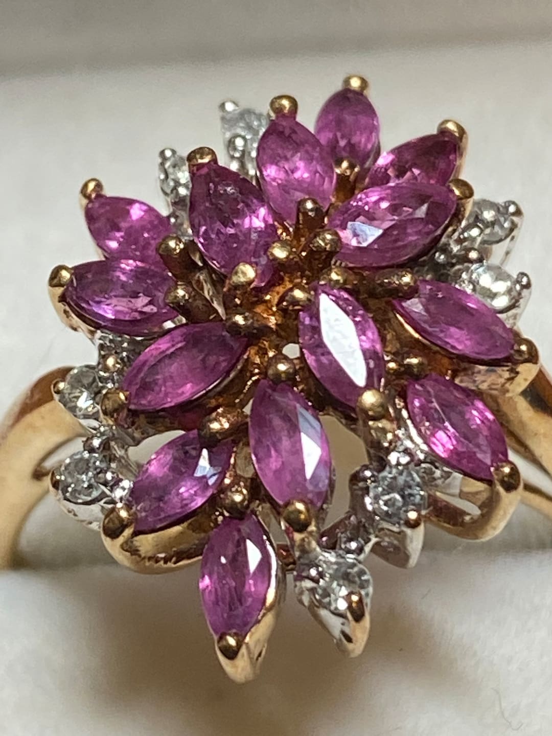Reserved-vintage 10KP (plumb) Yellow Gold Ruby and Diamond Statement ...