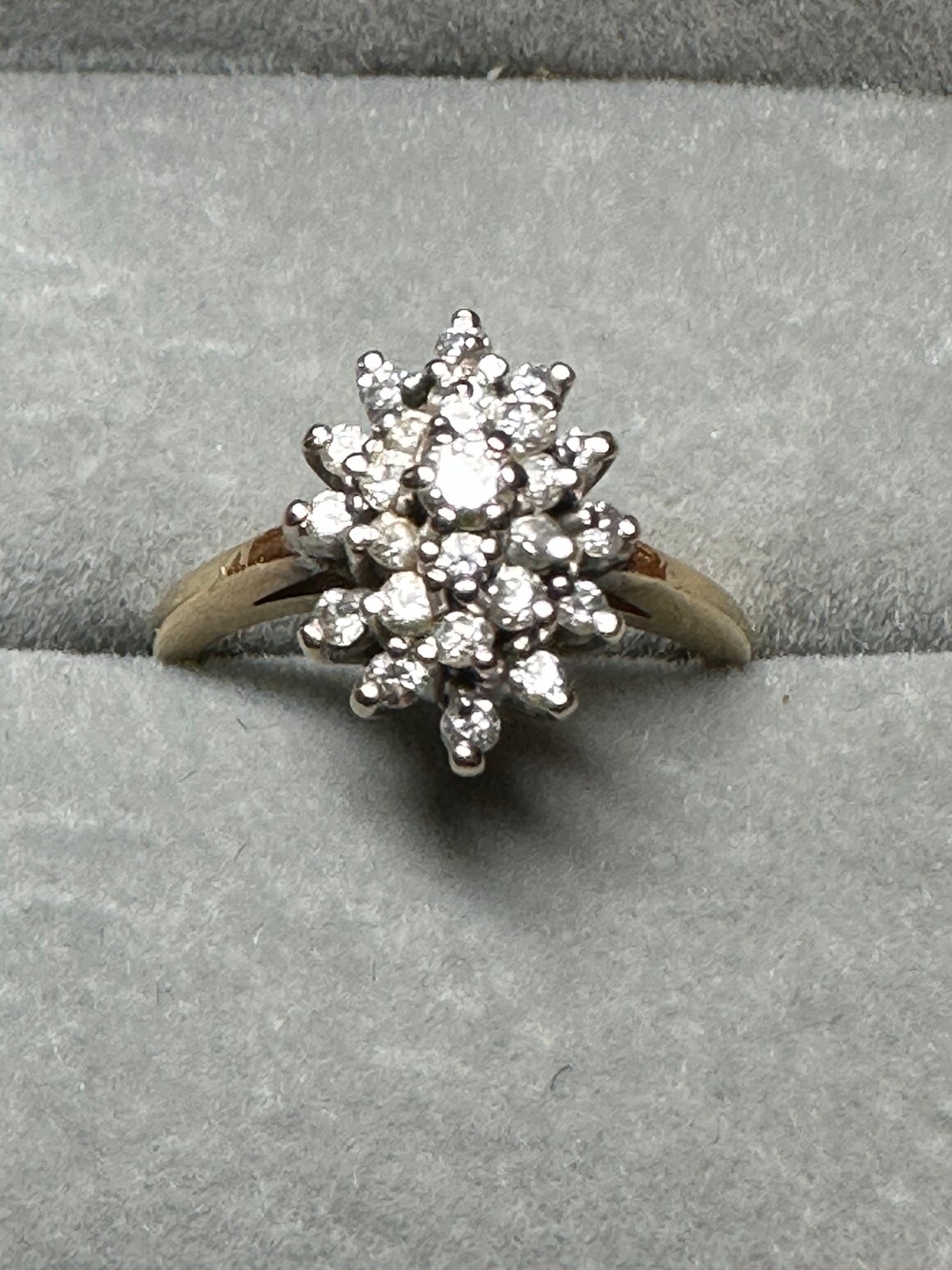 14K Yellow Gold CZ Cluster Waterfall Ring~size 4 3/4 - Etsy