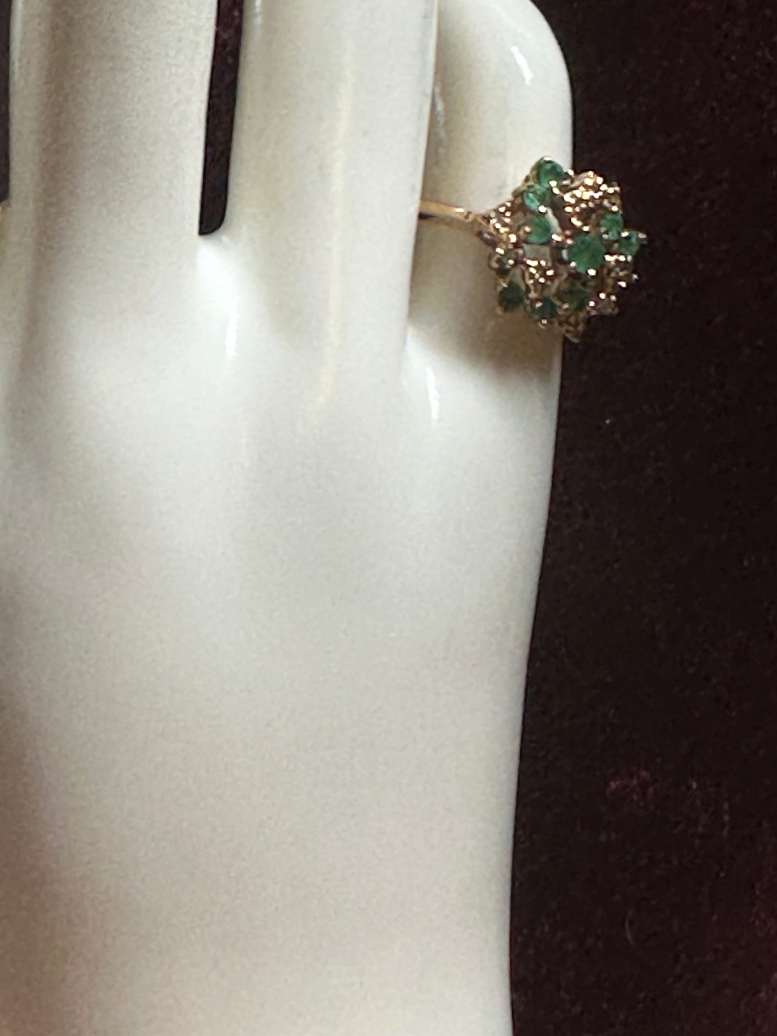 Vintage 10KP Yellow Gold Emerald Cluster Ring~size 5 3/4 - Etsy