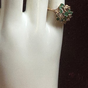 Vintage 10KP Yellow Gold Emerald Cluster Ring~size 5 3/4 - Etsy