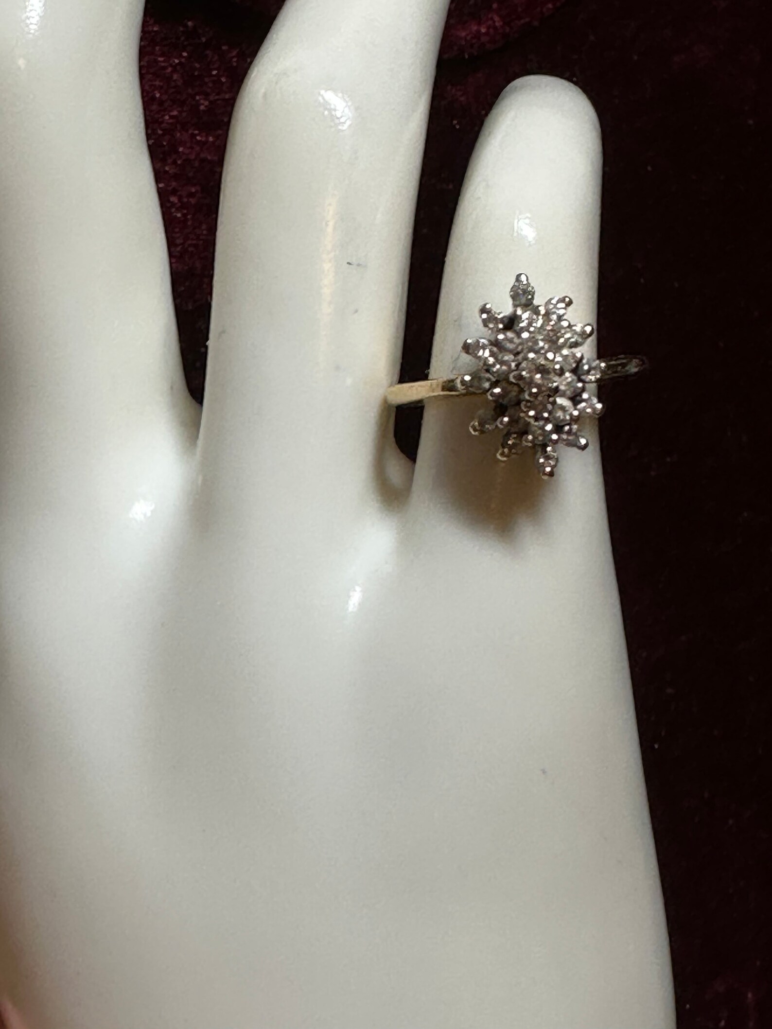 14K Yellow Gold CZ Cluster Waterfall Ring~size 4 3/4 - Etsy