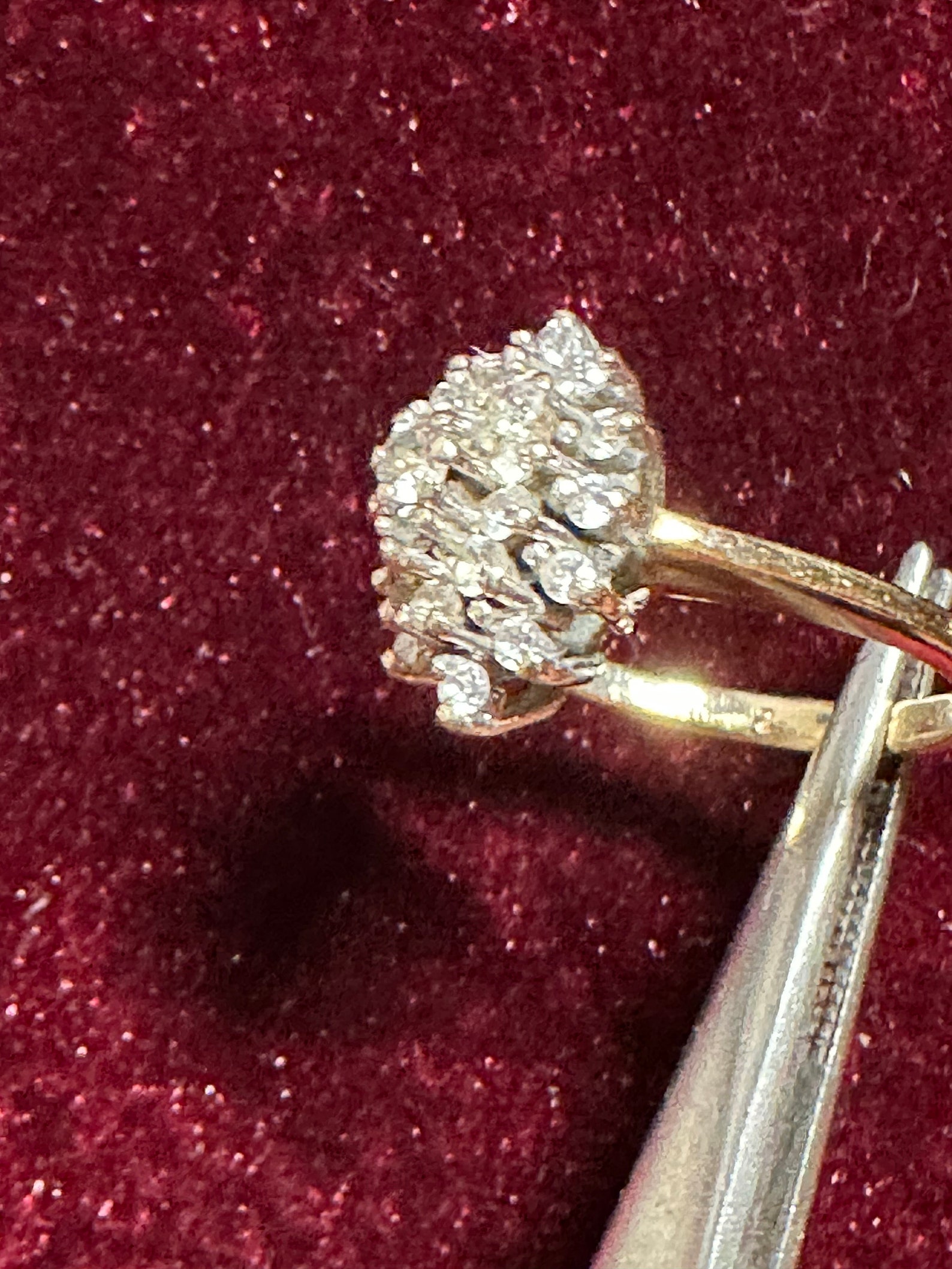 14K Yellow Gold CZ Cluster Waterfall Ring~size 4 3/4 - Etsy