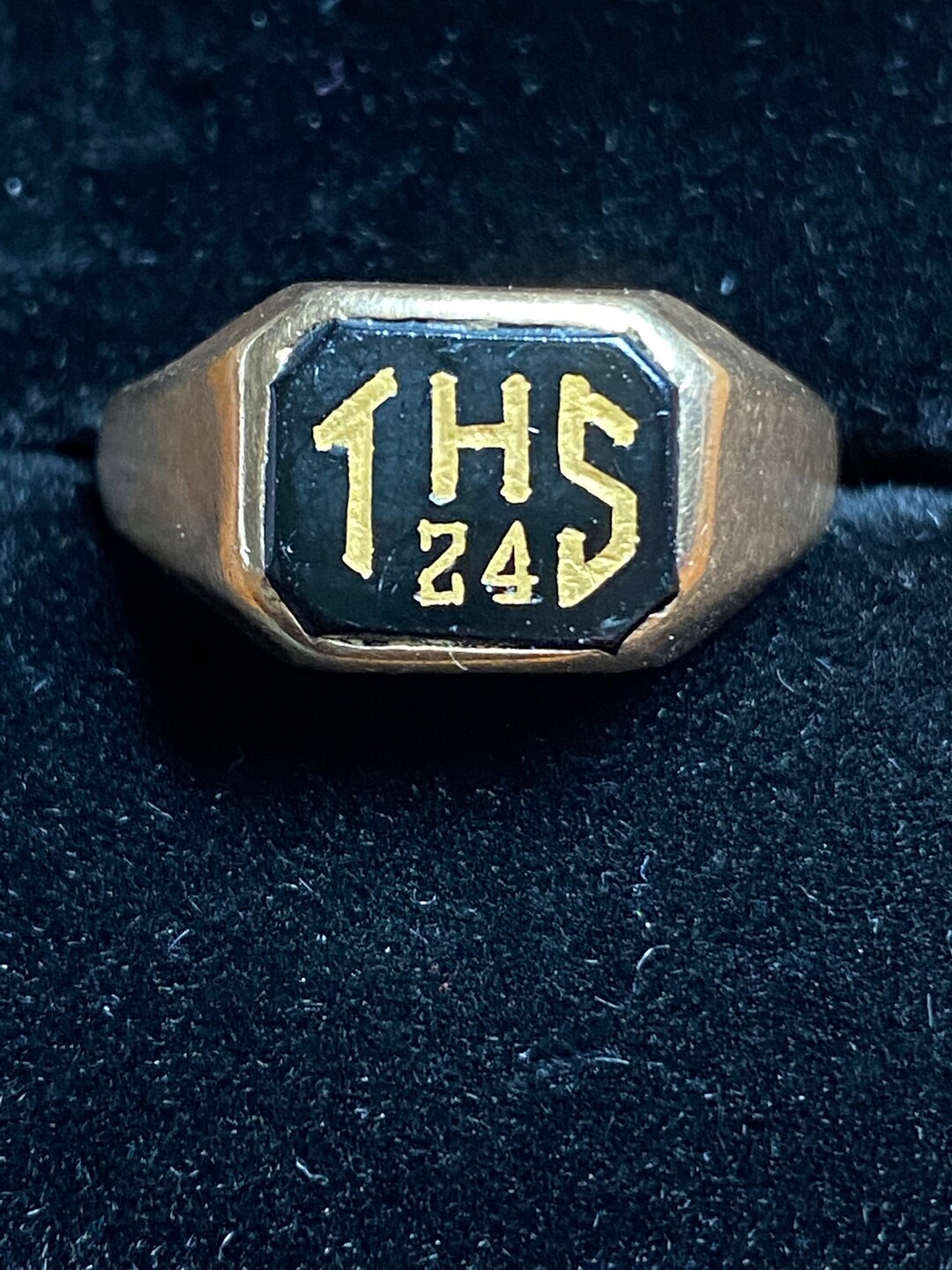 Antique 100 Year Old 10K Yellow Gold Onyx THS Class Ring~size 7 3/4 - Etsy