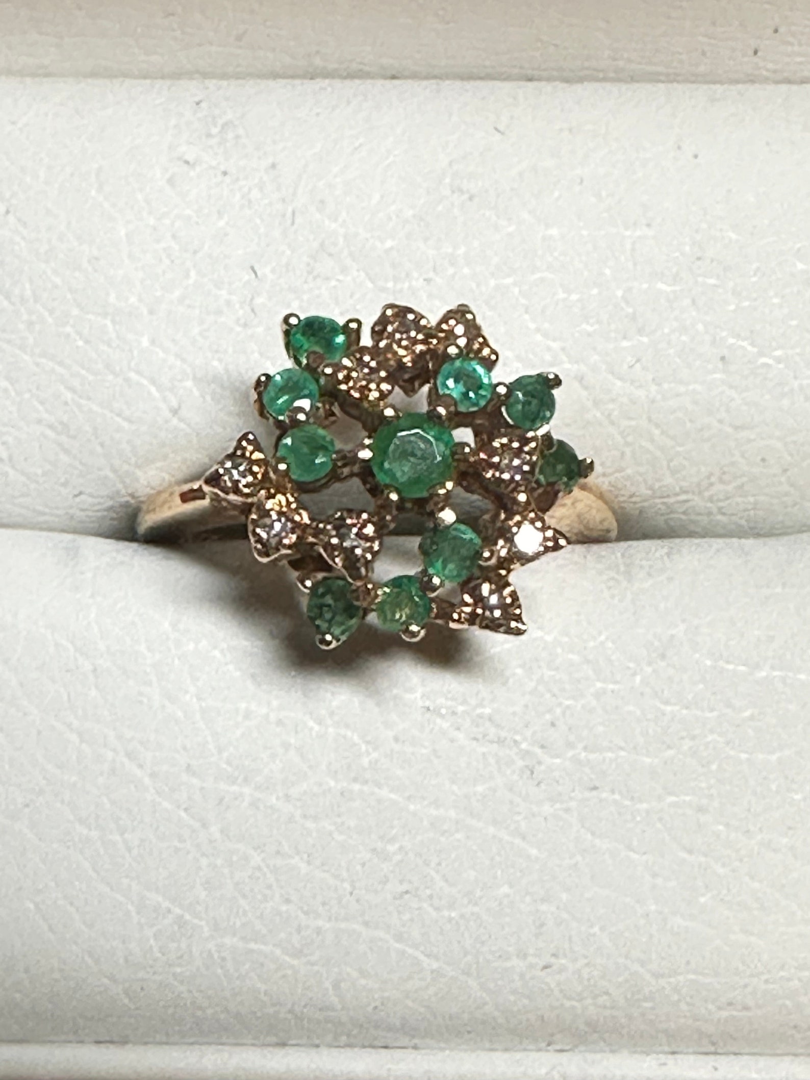 Vintage 10KP Yellow Gold Emerald Cluster Ring~size 5 3/4 - Etsy