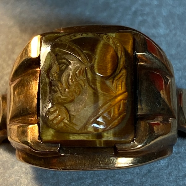 Mens Vintage Carved Tiger Eye Ring - Etsy