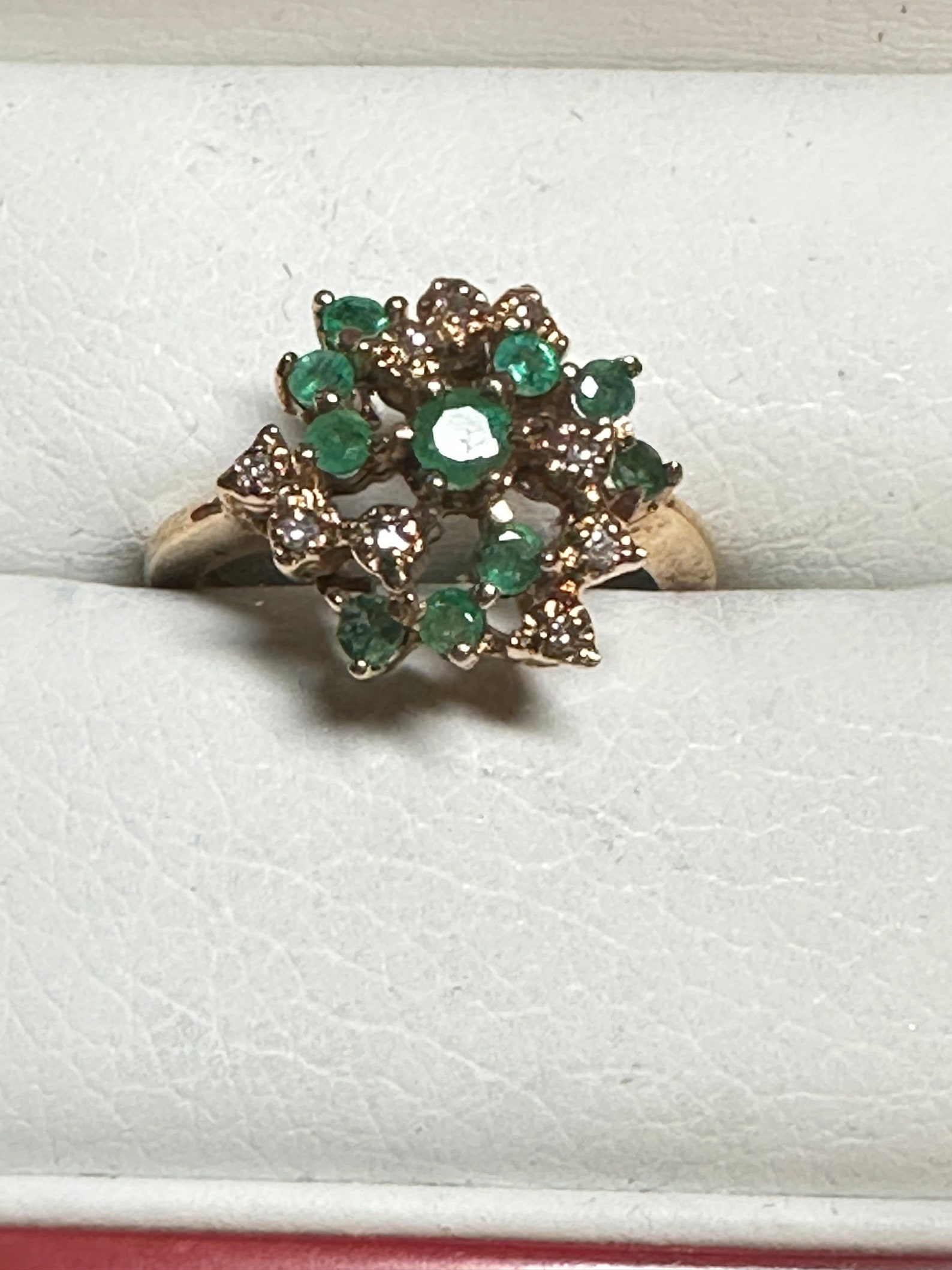 Vintage 10KP Yellow Gold Emerald Cluster Ring~size 5 3/4 - Etsy