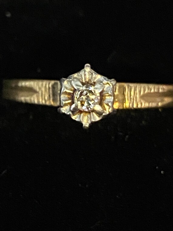 Vintage 10k Yellow Gold Illusion Set Diamond Engagement | Etsy