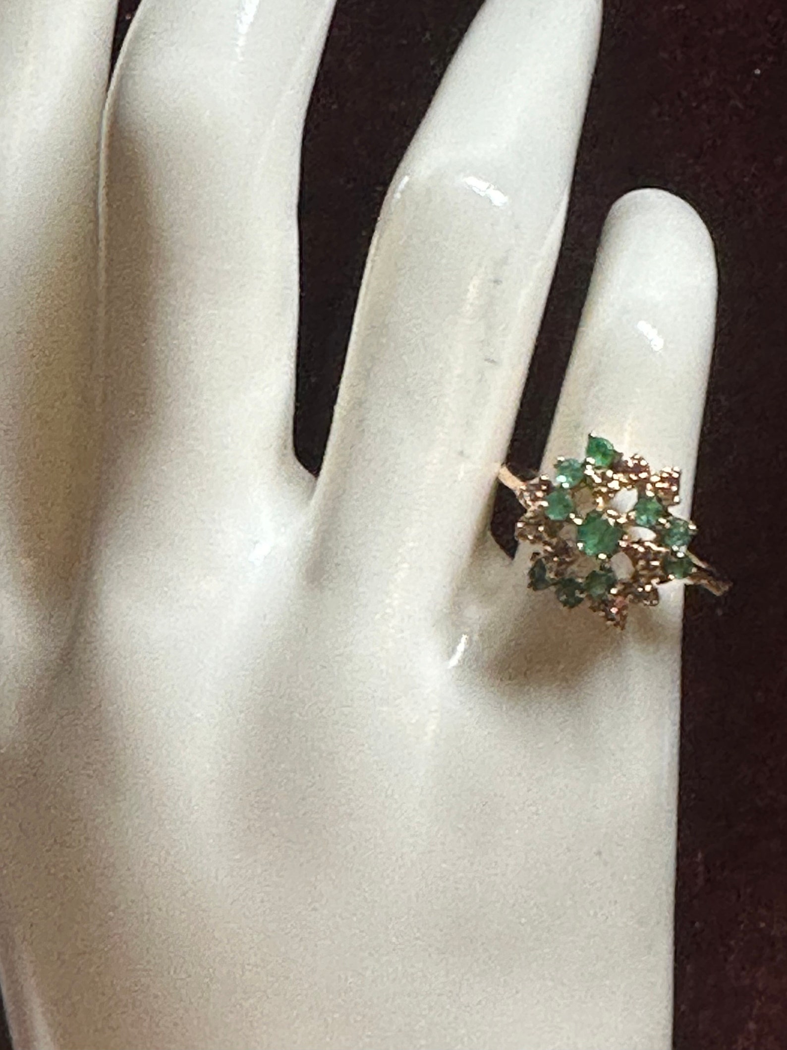 Vintage 10KP Yellow Gold Emerald Cluster Ring~size 5 3/4 - Etsy