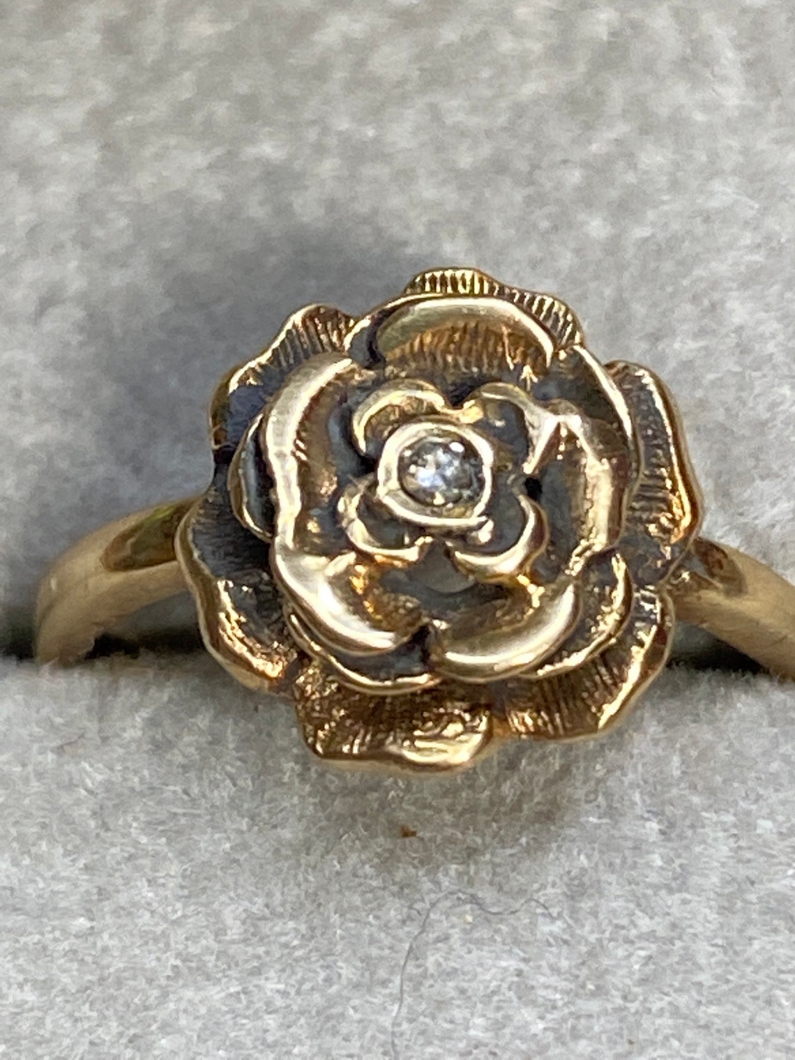 Adorable 14K Yellow Gold Diamond Flower Ringsize 3 1/2 - Etsy