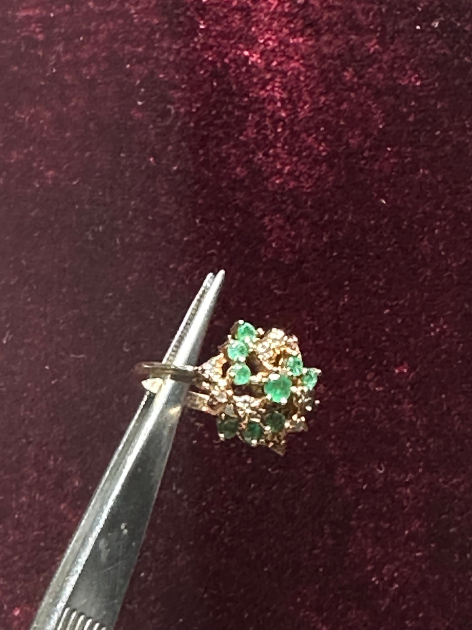 Vintage 10KP Yellow Gold Emerald Cluster Ring~size 5 3/4 - Etsy