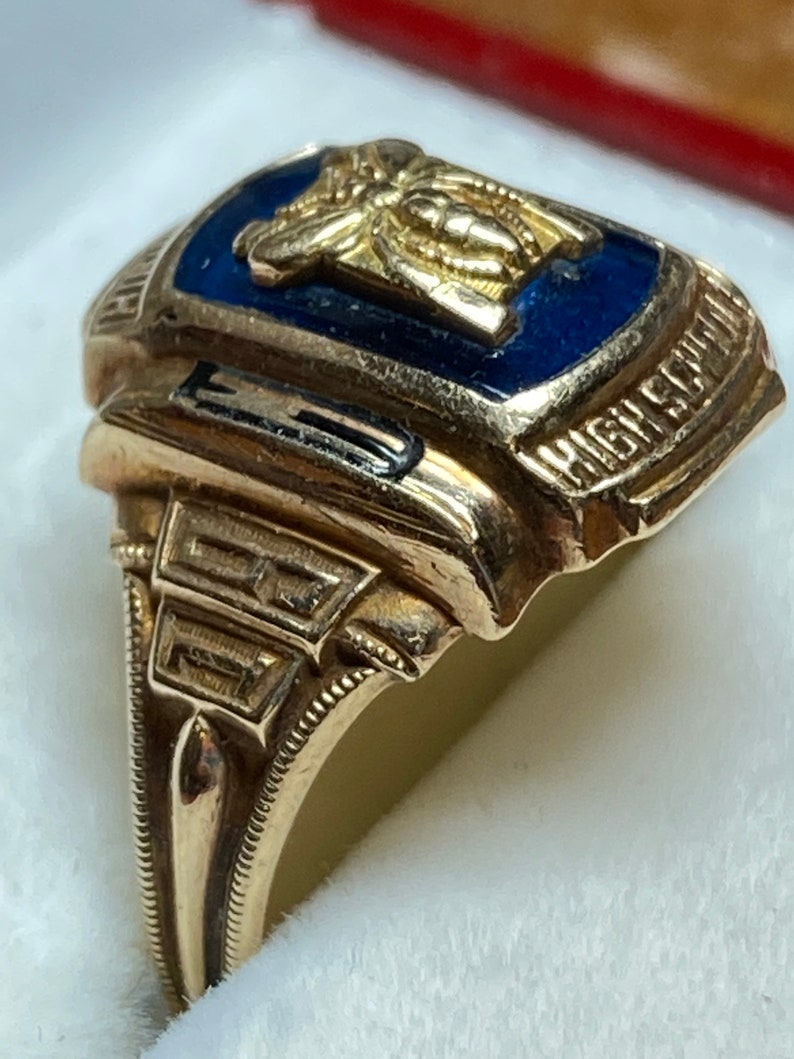 Vintage 1954 10K Yellow Gold Class Ring~size 7 - Etsy