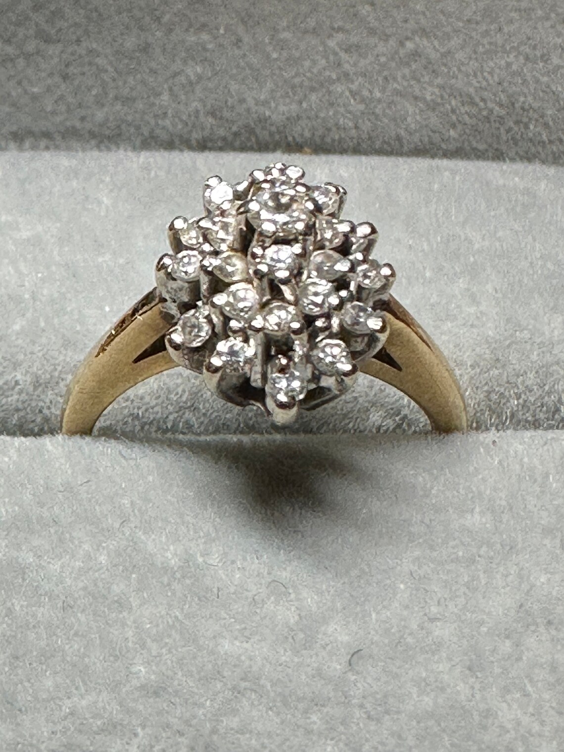 14K Yellow Gold CZ Cluster Waterfall Ring~size 4 3/4 - Etsy