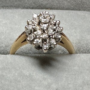 14K Yellow Gold CZ Cluster Waterfall Ring~size 4 3/4 - Etsy