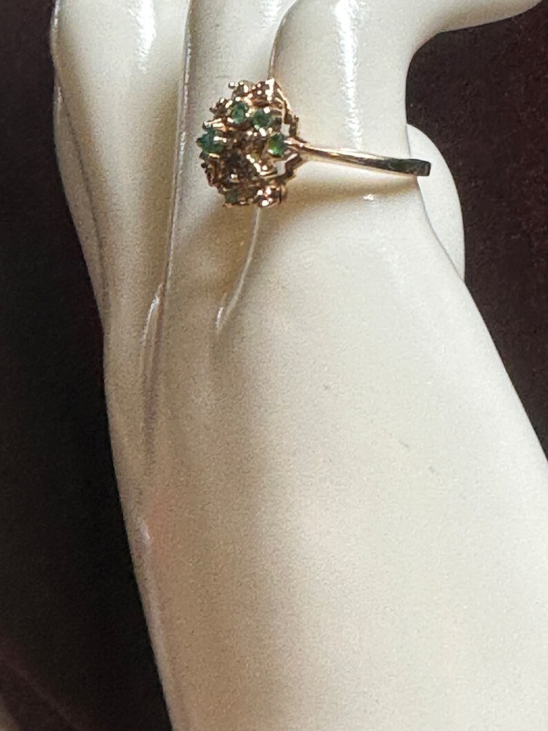 Vintage 10KP Yellow Gold Emerald Cluster Ring~size 5 3/4 - Etsy