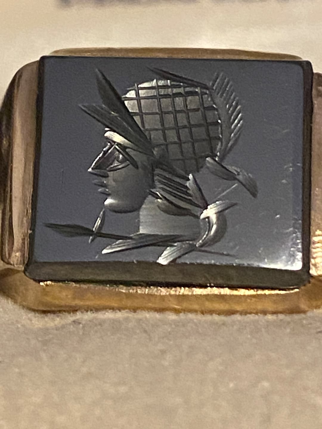 Vintage 10K Yellow Gold Hematite Ignacio Roman Soldier Ring~size 9 - Etsy