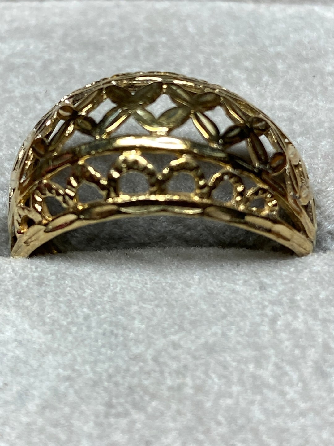 Vintage 10K Yellow Gold Open Weave Dome Ring~size 7 3/4 - Etsy