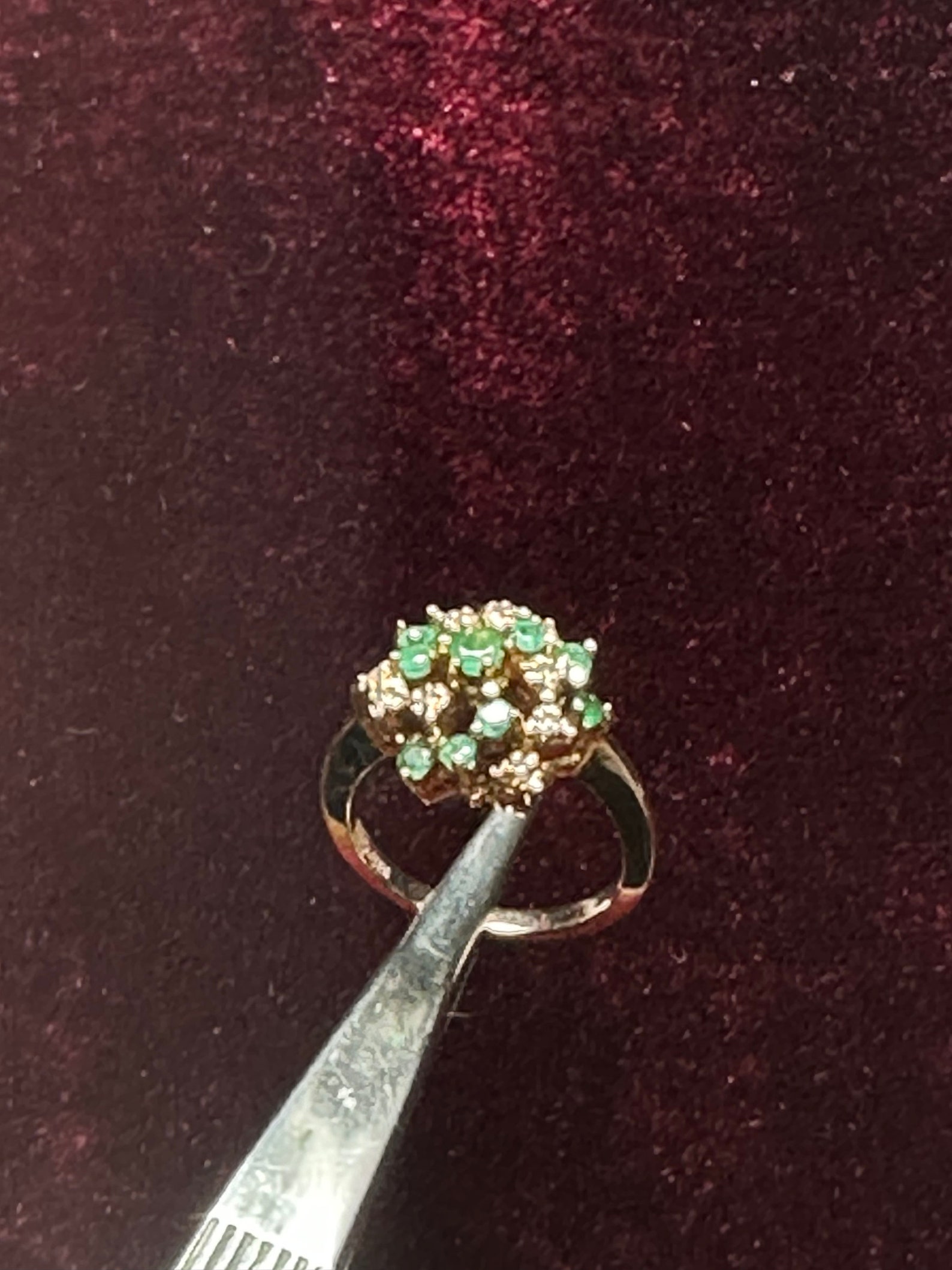 Vintage 10KP Yellow Gold Emerald Cluster Ring~size 5 3/4 - Etsy