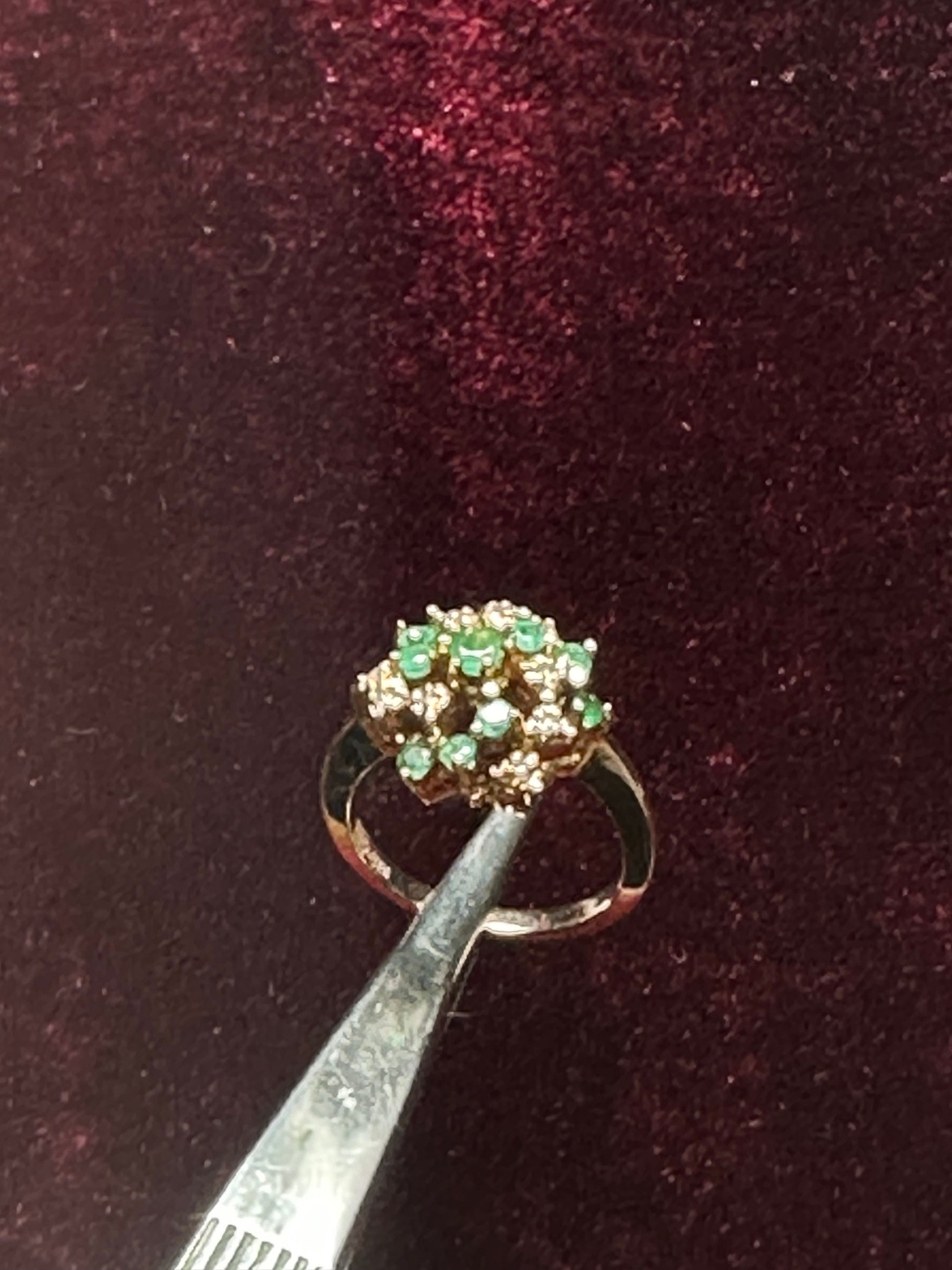 Vintage 10KP Yellow Gold Emerald Cluster Ring~size 5 3/4 - Etsy