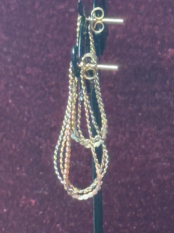 14K Tri-Color Solid Gold Serpentine Chain Earring ngs - Gem