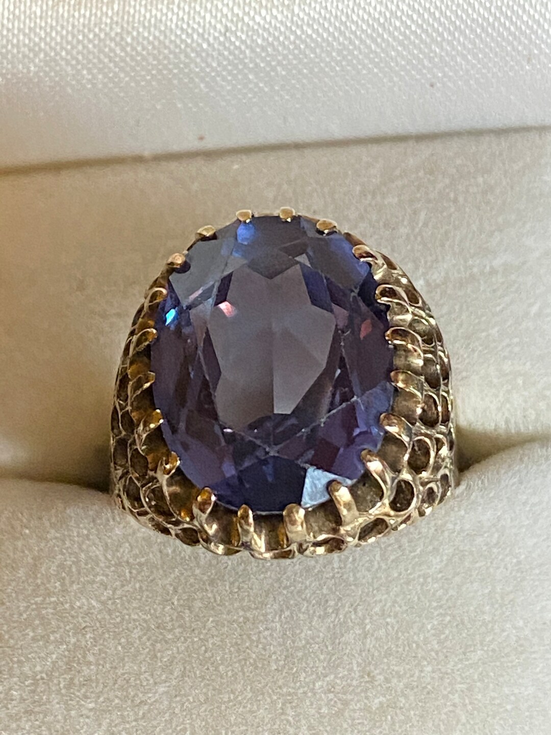 Large 10K Yellow Gold 12 Carat Amethyst~size 7 - Etsy