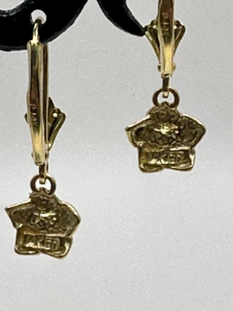 14K Yellow Gold Lever Back Diamond Cut Flower Dangle Earrings - Etsy