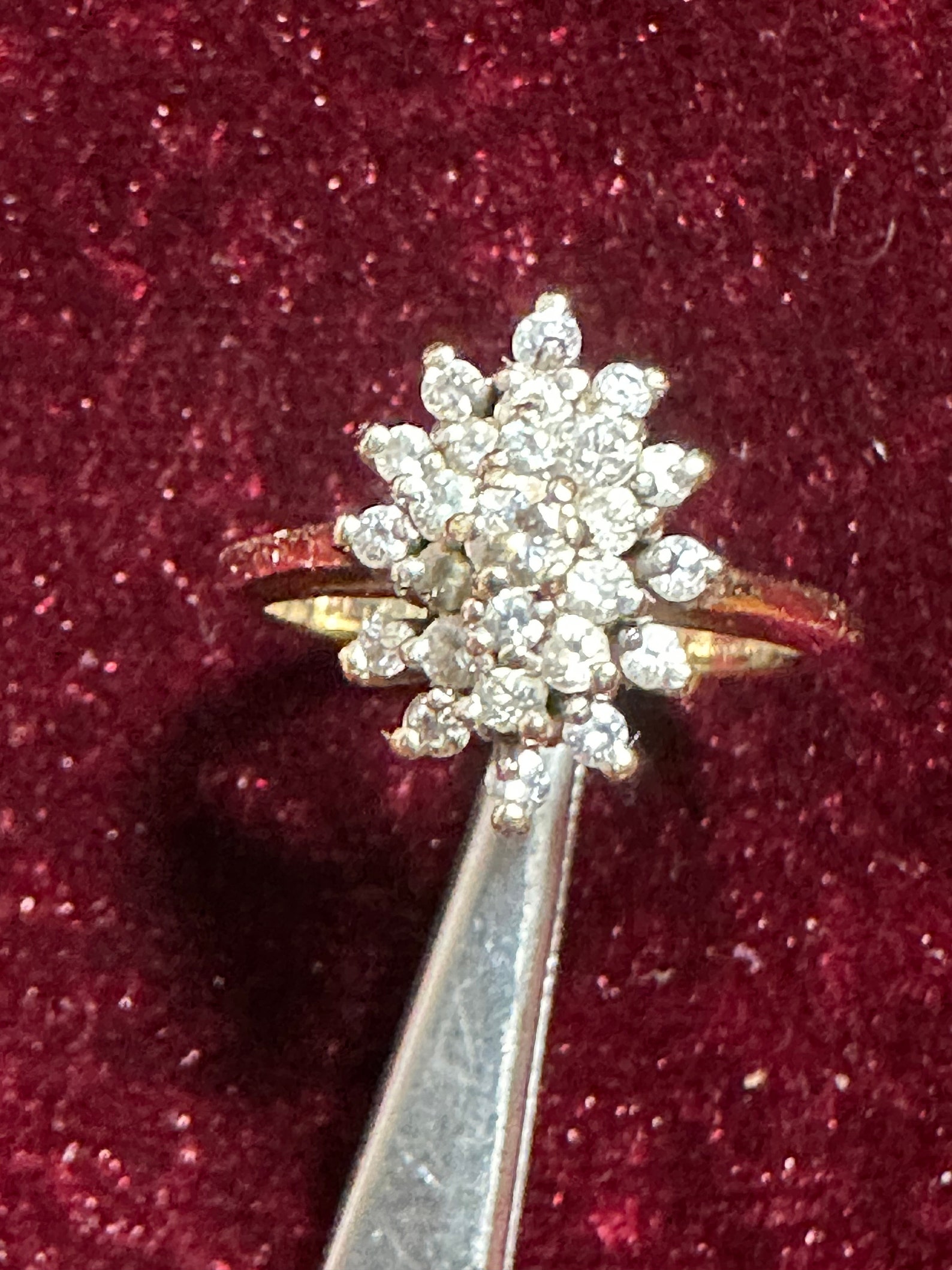 14K Yellow Gold CZ Cluster Waterfall Ring~size 4 3/4 - Etsy