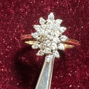 14K Yellow Gold CZ Cluster Waterfall Ring~size 4 3/4 - Etsy