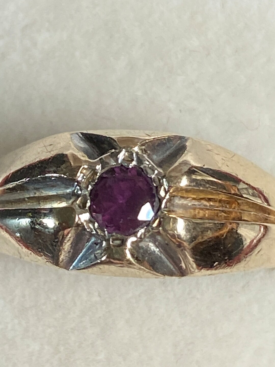 Vintage 10K Yellow Gold Solitaire Ruby Gents Ring~size 8 1/4 - Etsy